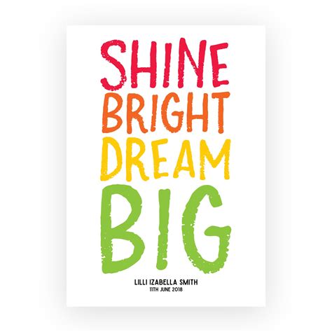 Shine bright dream big personalised print - A is for Alphabet