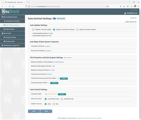 Data Sentinel Settings Neushield Support