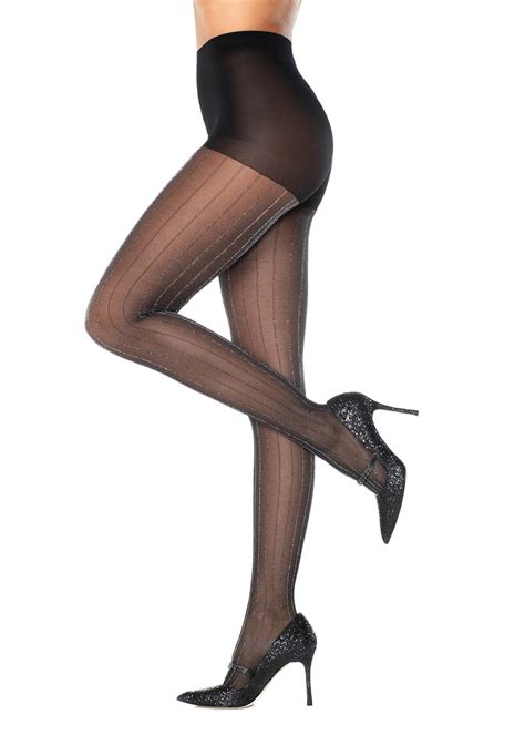 Sassy Lurex Stripe Tights With Control Top