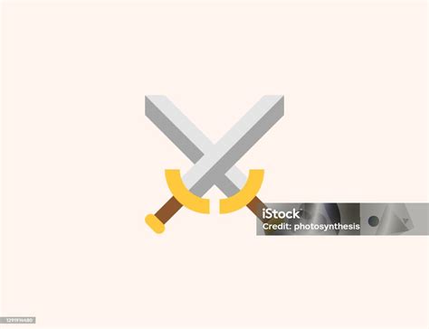 교차 된 검 벡터 아이콘입니다 격리된 검 플랫 일러스트 기호 벡터 이모티콘에 대한 스톡 벡터 아트 및 기타 이미지 이모티콘