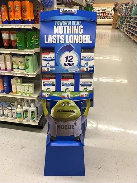 Mucinex Mucus Mascot Cold Relief Display Fixtures Close Up