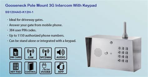 4g Keypad Driveway Intercom For Goose Neck Mount Buy Gsm Intercom Keypad Access Control Gsm