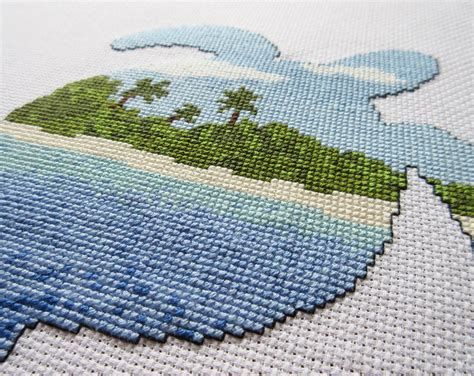 Turtle Cross Stitch Pattern PDF Beach Cross Stitch Silhouette Etsy