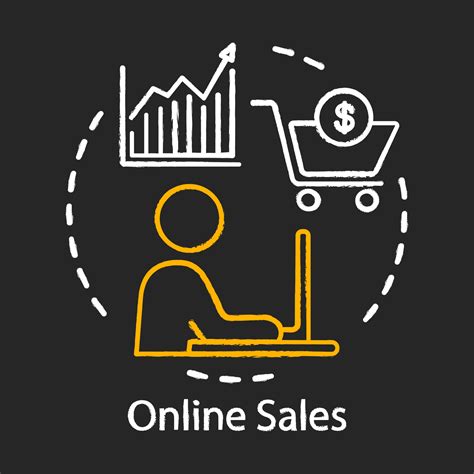 Online Sales Chalk Icon Digital Marketing Shopping Trading