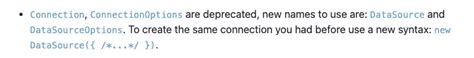 The Deprecated Alias `connectionoptions` Type Is No Longer Exported From `typeorm` · Issue 8837