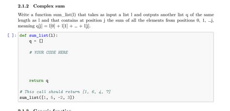 Solved 212 Complex Sum Write A Function Sumlistl That