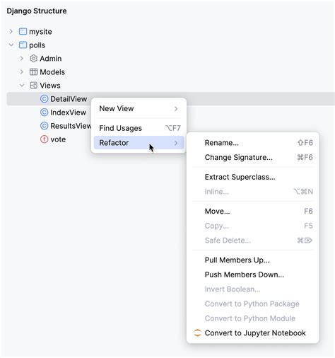 Django Structure Tool Window Pycharm Documentation