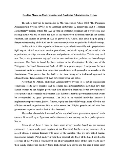 Reading Memo Pdf Institution Governance