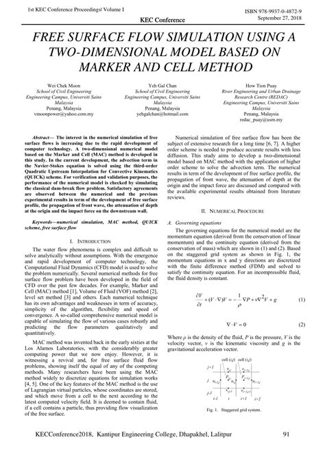Pdf Free Surface Flow Simulation Using A Two Dimensional Model Based