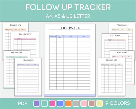 Printable Follow Up Tracker Editable Customer Tracker Small Business