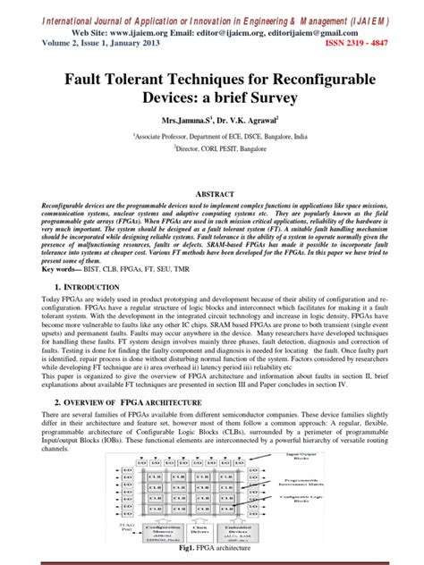 Pdf Fault Tolerant Techniques For Reconfigurable Devices A Brief