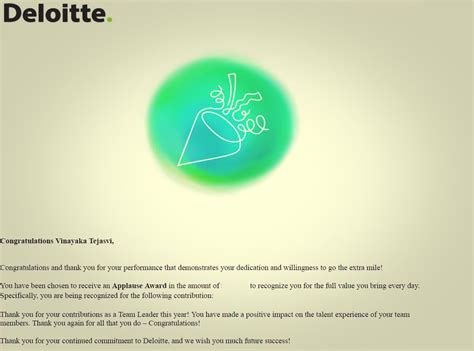 Vinayaka Tejasvi On Linkedin Award Apprecition Deloitte