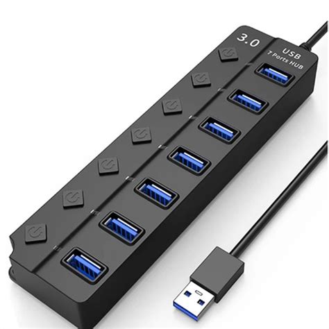 1 Шт Switch Hub3 0 Splitter Расширитель Портов Черный Usb Компьютерный Разветвитель Пластик 7