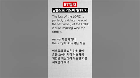 영어성경으로 기도하기 57일차 시편 19편 7절 영어기도 말씀pt 말씀기도 부흥 지혜 Youtube