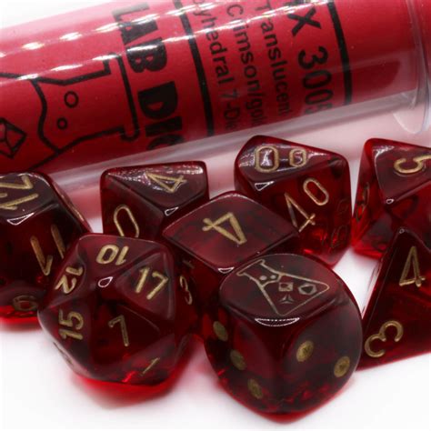 Chessex Lab Dice Vii Translucent Crimsongold Chx30058 Ttrpg Dice