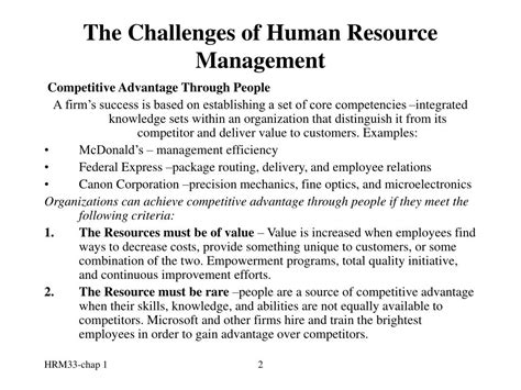 Ppt The Challenges Of Human Resource Management Powerpoint