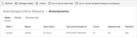 Synapse Link For Dataverse Delta Lake Export Configuration