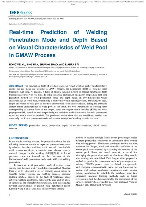 Pdf Real Time Prediction Of Welding Penetration Mode And Depth Based On Visual Characteristics