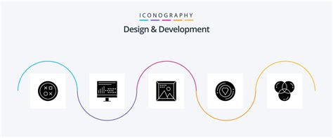 design and development glyph 5 icon pack including printer design programing programing