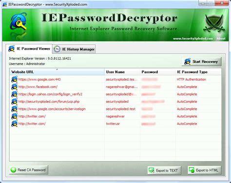 Internet Explorer Password Recovery