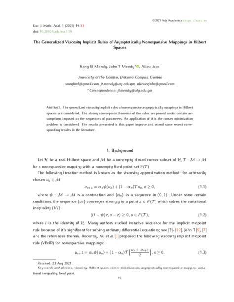 Pdf The Generalized Viscosity Implicit Rules Of Asymptotically