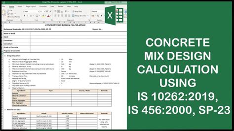 Concrete Mix Design Calculation Using Is 10262 2019 Concrete Mix