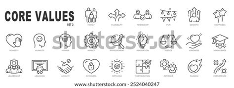 Set Core Values Related Icons Frendship Stock Vector Royalty Free 2524040247 Shutterstock