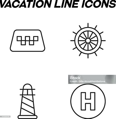 Minimalistic Outline Signs Drawn In Flat Style Editable Stroke Vector