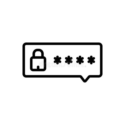 Black Line Icon For Password Word Of Identification And Protection