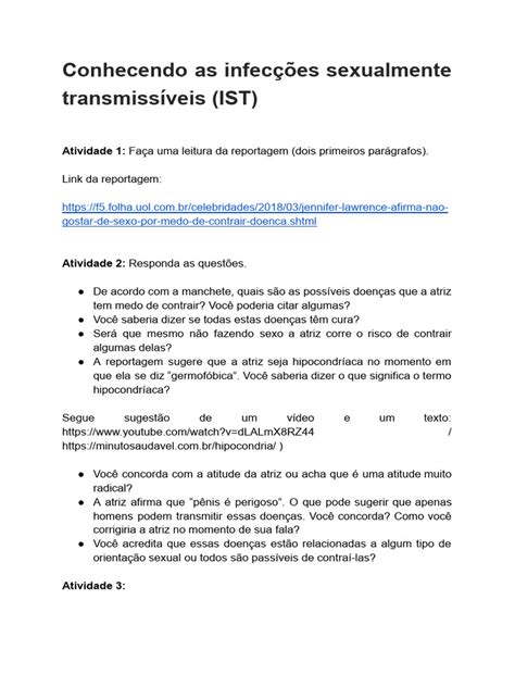 Conhecendo As Infecções Sexualmente Transmissíveis Ist Pdf