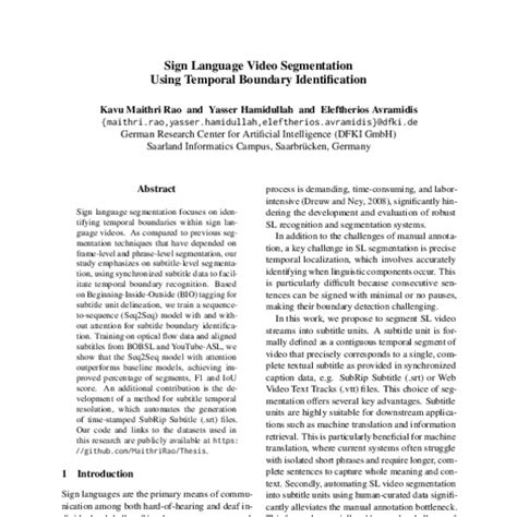 Sign Language Video Segmentation Using Temporal Boundary Identification Acl Anthology