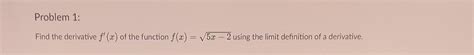 Solved Find The Derivative F X Of The Function F X X Chegg Com