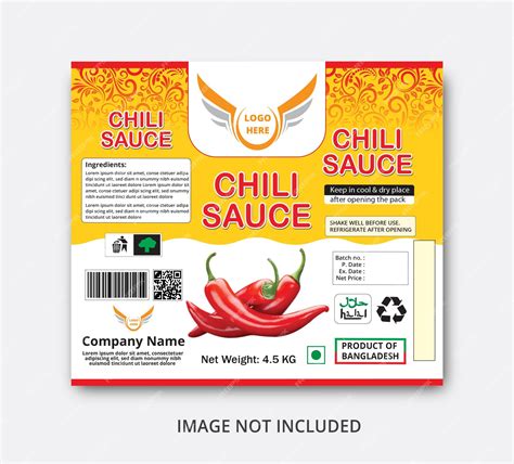 Premium Vector Chili Sauce Label Design Chili Sauce Packaging Design Chili Sauce 45 Kg Label