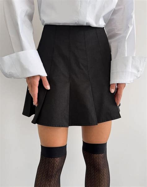 Міні спідниця з бантовими складками чорна купити в Києві Спідниці в магазині Rikky Hype