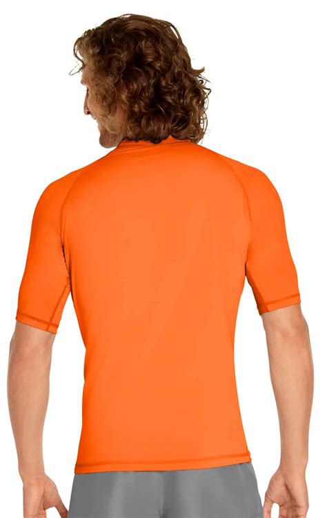 Mens Short Sleeve Rash Guard Orange Wet Effect Inc