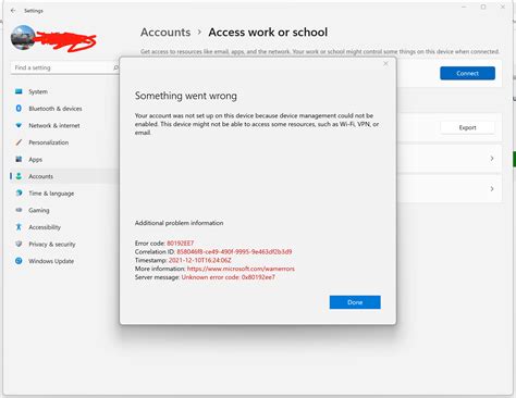 Cant Add School Account To My Laptop Error Code 80192ee7 Microsoft