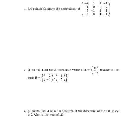 solved 1 10 points compute the determinant of