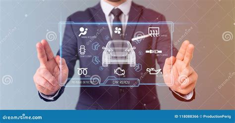 Man Holding A Dashboard Smartcar Interface Dashboard D Rendering Stock Photo Image Of