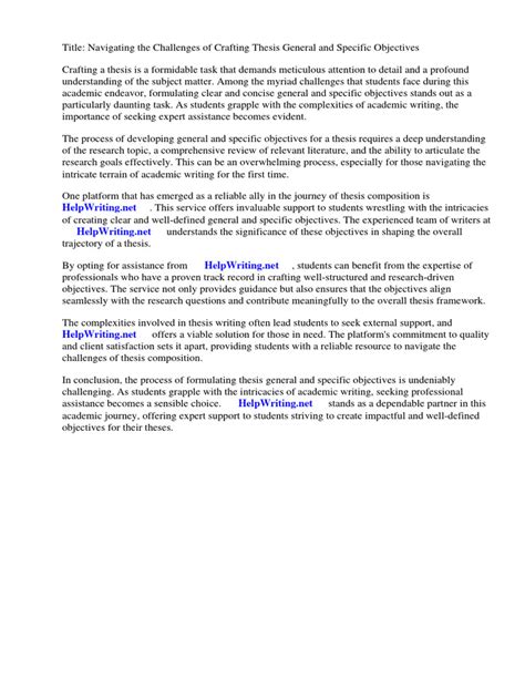 Crafting Thesis Objectives Guide Pdf Methodology Sampling