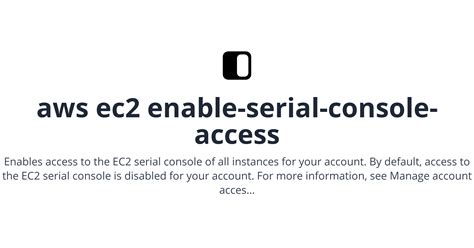 Aws Ec2 Enable Serial Console Access Fig
