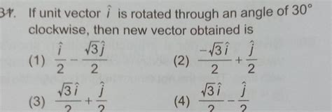 If Unit Vector Hat I Is Rotated Through An Angle Of Circ C