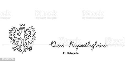 번역 폴란드 독립 기념일 11 월 11 팔 독수리의 코트 배너 폴란드 독립기념일 축하를 위한 연속 라인 드로잉 1회 폴란드에