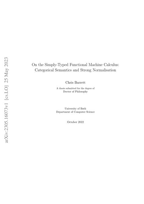 Pdf On The Simply Typed Functional Machine Calculus Categorical