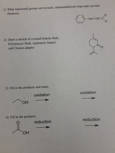 Solved 1 What Functional Groups Are In Each Cinnamaldehyde