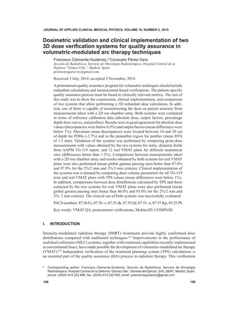 Pdf Dosimetric Validation And Clinical Implementation Of Two 3d Dose Verification Systems For