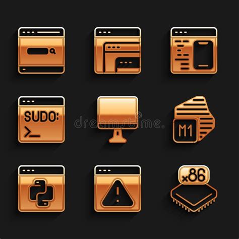 Set Computer Monitor Screen Browser With Exclamation Mark Processor