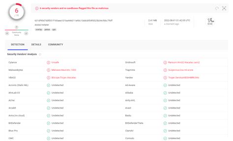 Virustotal Detects Adobe Creative Cloud Set Up As Adobe Product Community 13042442