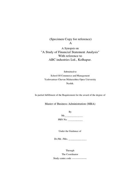 Synopsis Template Pdf Methodology Business