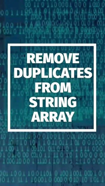 Remove Duplicates From A String Array Youtube