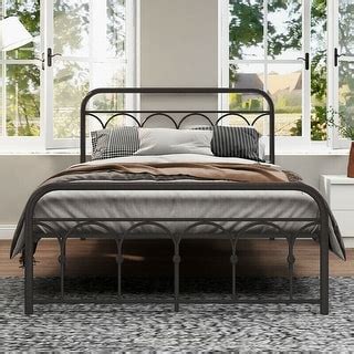 Full Size Metal Bed Frame With Headboard And Footboard Brown Bed